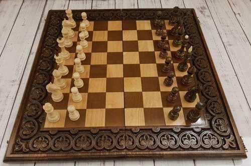 Шахматы, нарды, шашки (3 в 1) резные Виньетта 502