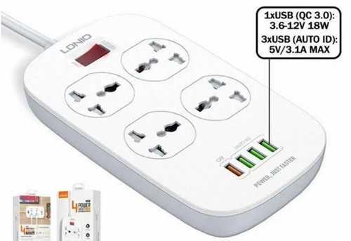 Сетевой фильтр-удлинитель на 4 розетки + 4 USB SC