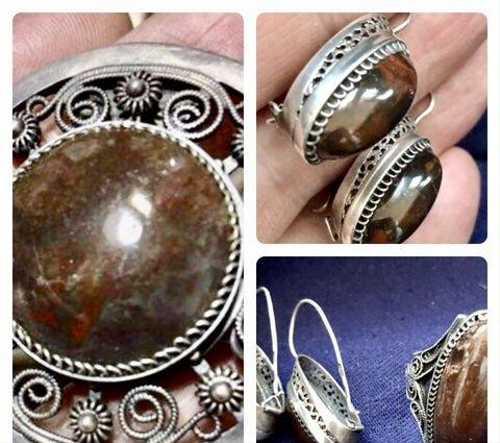 Серьги и кольцо серебряные