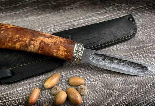 Якутский нож с долом из кованой дамасской стали