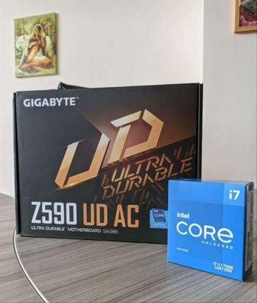 Комплект, Intel Core i7-11700K и Z590 UD AC