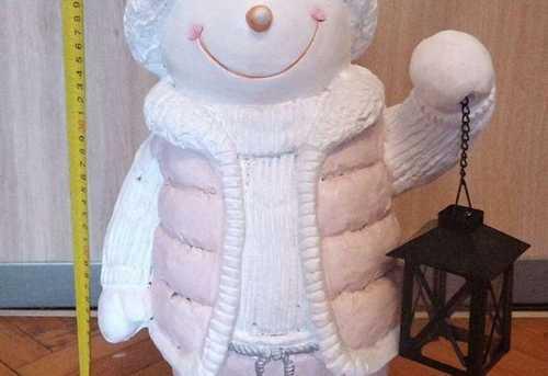 Декоративная садовая фигура Снеговик, 50 см