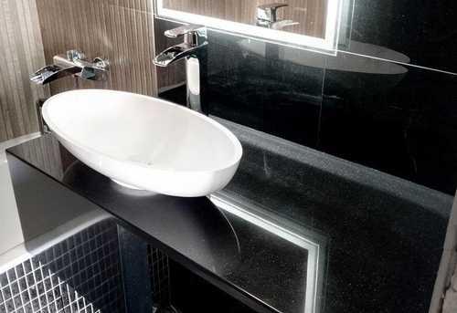 Столешница для ванной из камня чёрная s2l m2