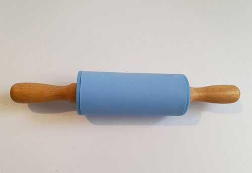 Скалка силиконовая с деревянными ручками 22 см