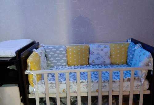 Детская кроватка трансформер с маятником