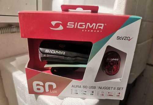 Фонарь комплект Sigma Aura USB 60 Nugget 2 70м
