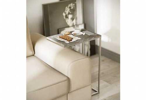 Стол придиванный Агами серый мрамор/хром(6671)