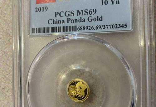 Золотая монета China panda gold 10yn 2019 1гр