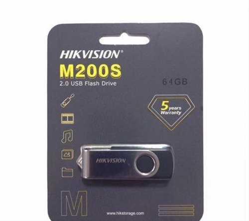 Флешка 64Gb USB 2.0, Hikvision M200S, черный/сереб