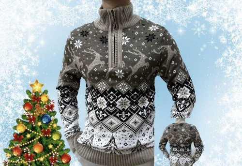 Новогодний свитер с оленями мужской