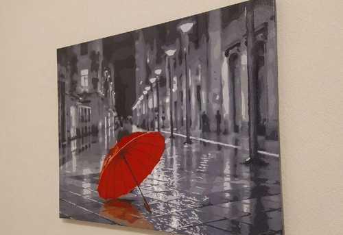 Картина акрилом красный зонт