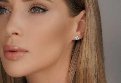 Золотые пусеты с бриллиантами 1.44Ct