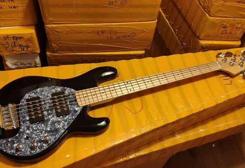 Реплика Musicman StingRay 5 струн чёрная с серым