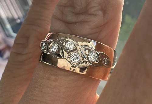 Золотое кольцо чалма с бриллиантами СССР 583 пр