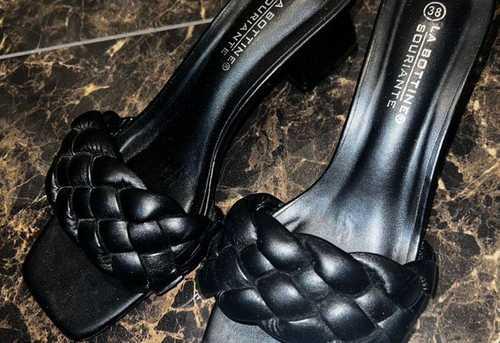 Сабо 38 размер женские мюли на каблуке черные