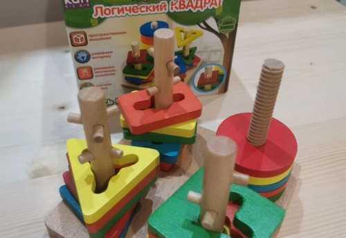 Логический квадрат, развивающие деревянные игрушки