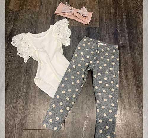 Боди белоснежное Zara 3-5 леггинсы штанишки 3-5