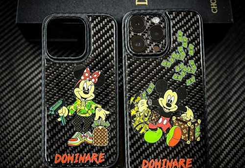 Карбоновый чехол iPhone 15 pro max Mickey mouse