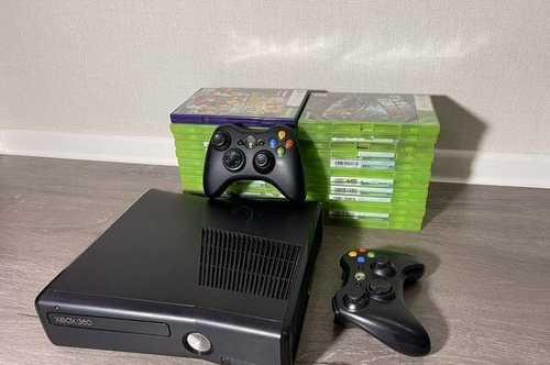 Xbox 360 Slim 250gb+2 Геймпада+2 Игры На Выбор