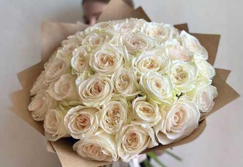 Белая ароматная пионовидная роза White O'Hara