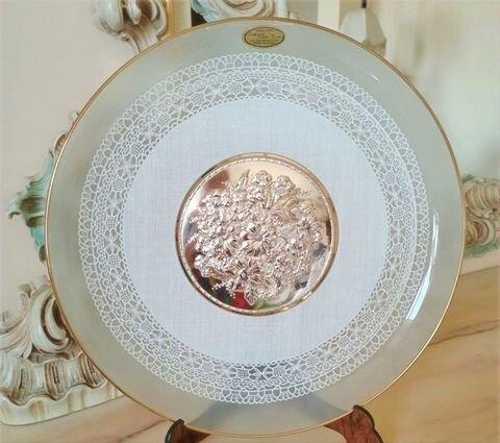 Художественное блюдо серебро 925 тарелка Италия