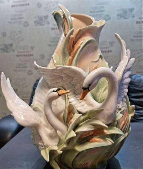 Franz Art Nouveau Porcelain Swan Vase