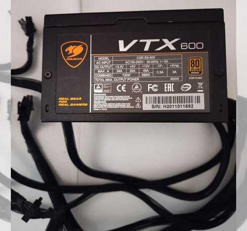 Блок питания 600w Cougar vtx600 CGR BS-600