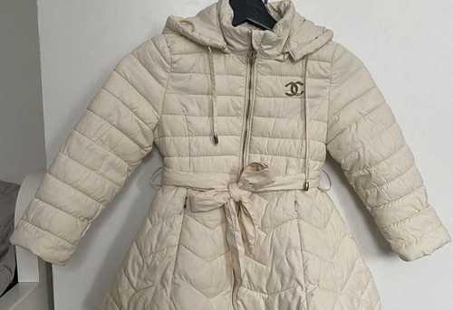 Стеганное пальто для девочки 104 110 116 Chanel