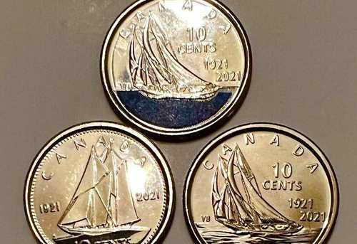 Набор 3 монеты Канада 10 центов