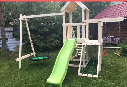 Детская деревянная игровая площадка без окраса