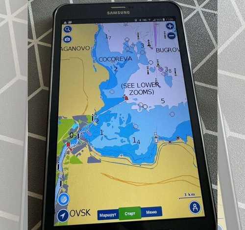 Планшет samsung с картами глубин Navionics