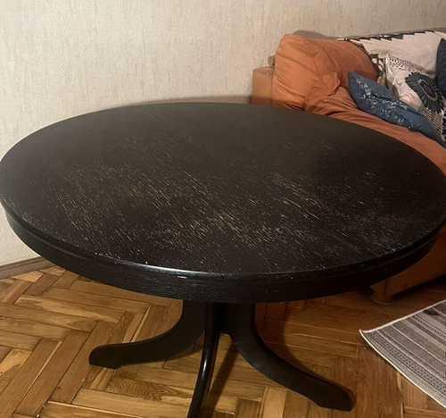 Стол круглый деревянный черный