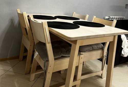 Кухонный стол и стулья из березы IKEA