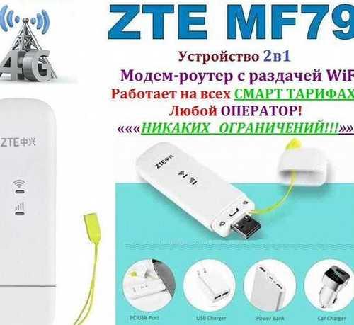 Модем 4G WiFi ZTE MF79. Смарт тарифы