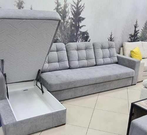 Светло-серый угловой диван Луи, производство