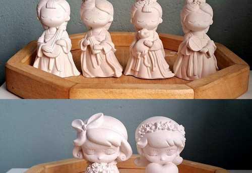 Гипсовые 3Д фигурки куколки-китаянки для росписи
