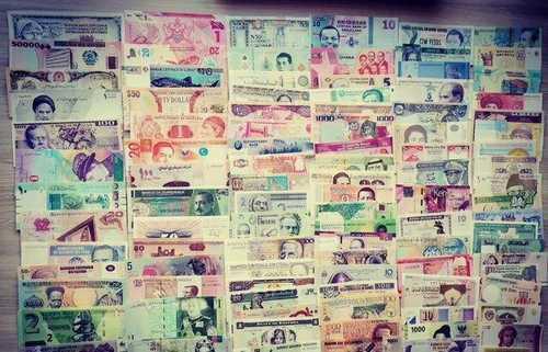 Набор банкнот 100 стран мира UNC пресс Весь мир