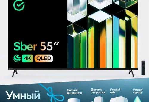 Телевизор Sber qled 55", UHD 4K + умный дом