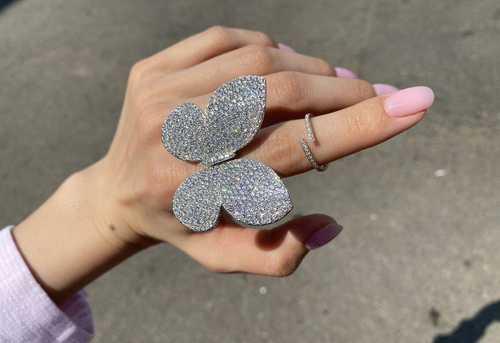 Роскошное кольцо Бабочка с бриллиантами 9ct