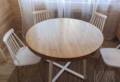 Кухонный круглый стол 110 см из массива дерева