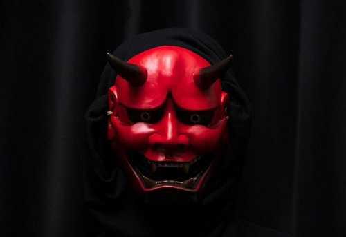 Японская маска Ханья Hannya Oni mask самурай красн