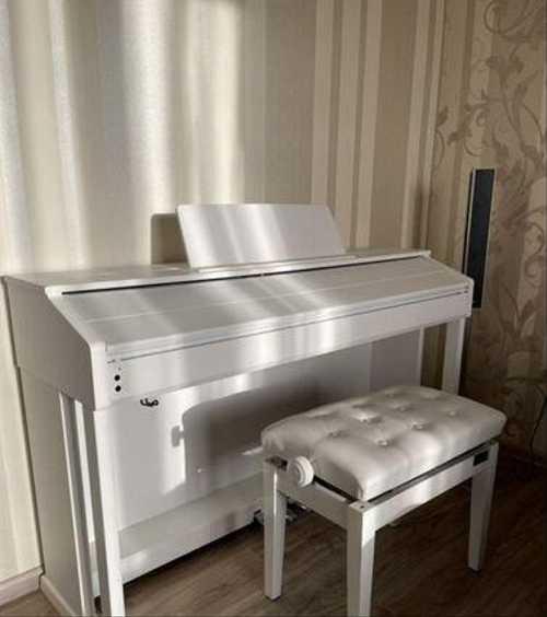 Банкетка для пианино белая