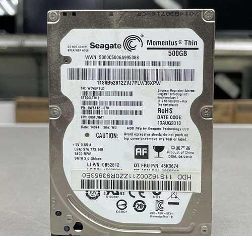 Seagate Momentus Thin, 500Gb, HDD, SATA II, 2.5"