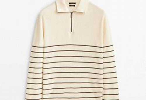 Свитер Massimo Dutti Striped Mock Neck, кремовый