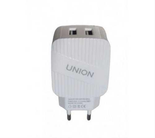 Зарядное сетевое сзу usb 2x Union UR-06 2.4A белый