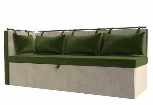 Кухонный диван Метро с углом слева Зеленый Бежевый