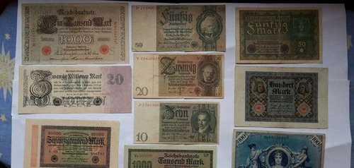 Банкноты Германия 1908 - 1944 г