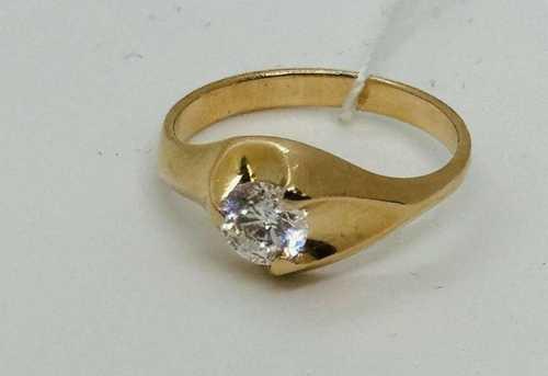 Золотое кольцо с фианитом 16,0 размер