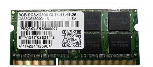 Оперативная память GeIL 8 гб DDR3 1600 мгц CL11 (g