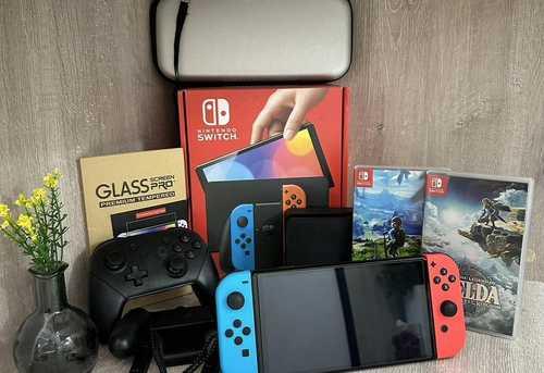 Приставка nintendo switch oled + комплект